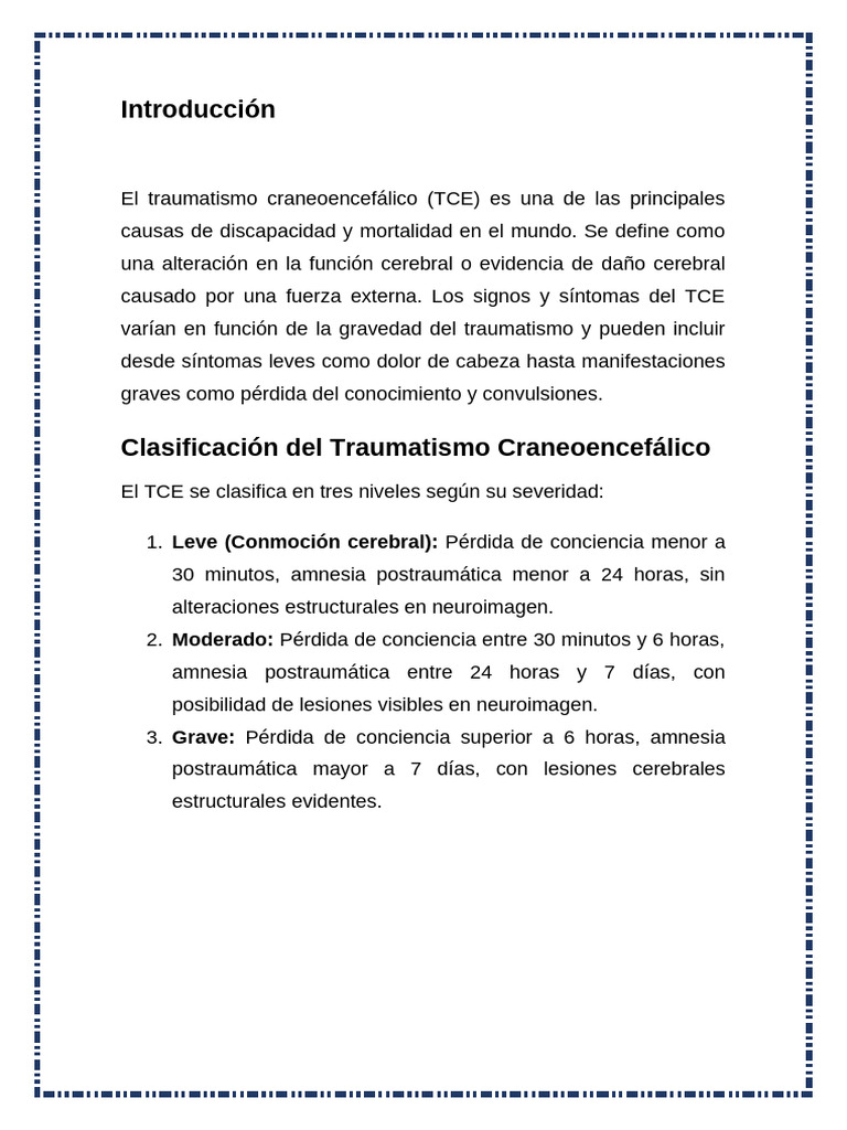 Clasificación y manejo del TCE leve | PDF | Lesión cerebral traumática ...