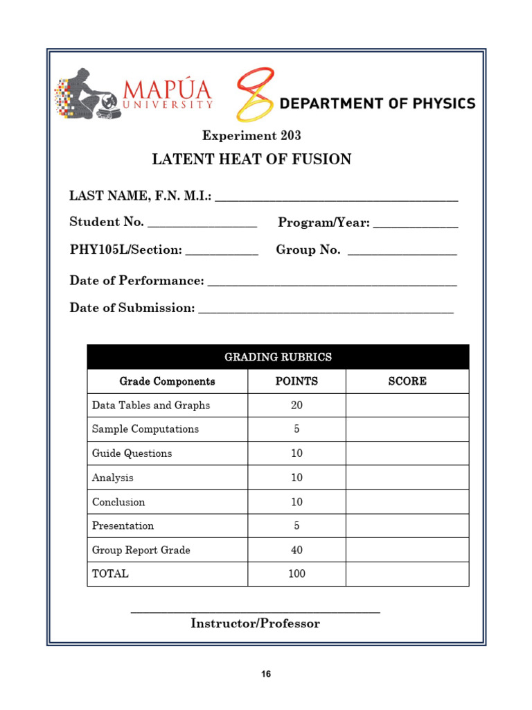 E203 Latent Heat of Fusion | PDF | Heat | Latent Heat