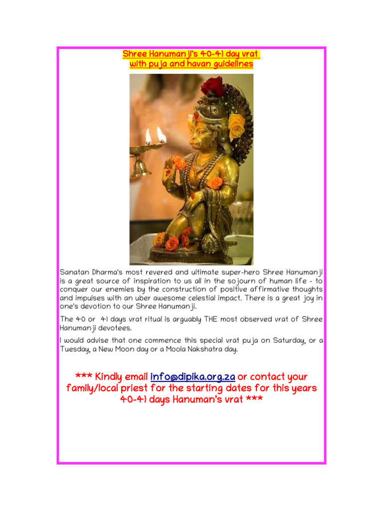 Shree Hanumanji S 40 41 Days Vrat | PDF | Indian Religions