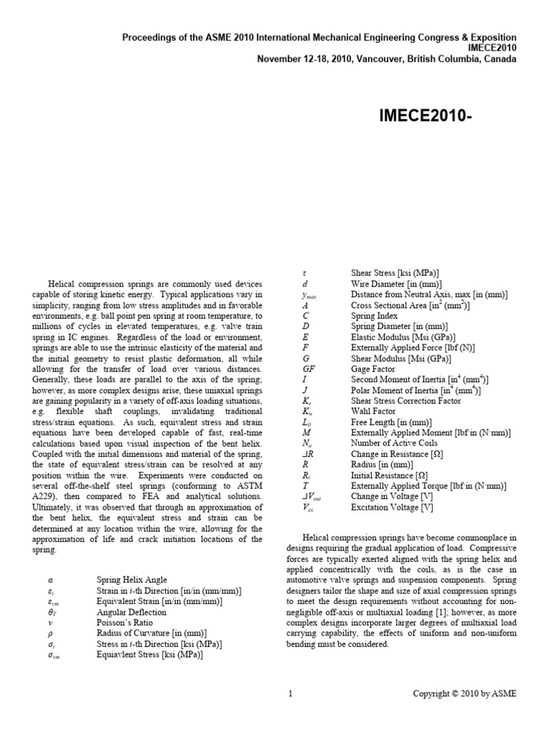 Stress Analysis of Helical Springs | PDF | Stress (Mechanics) | Bending