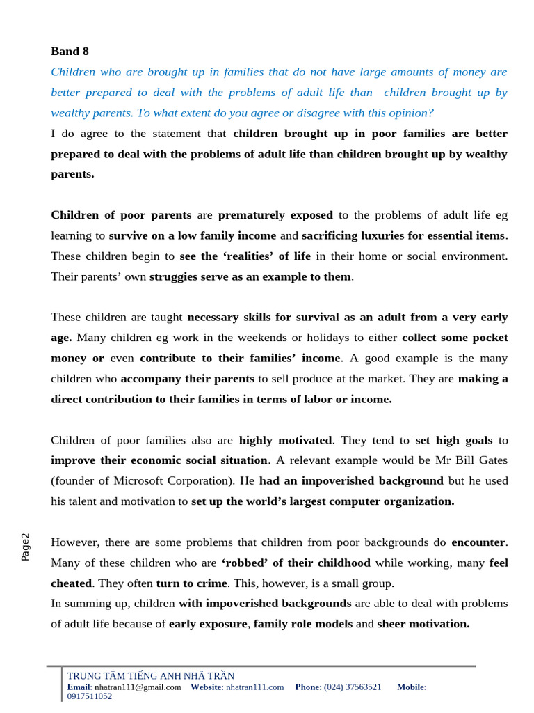 Writing Task 2 Sample Answer Band 8 | PDF