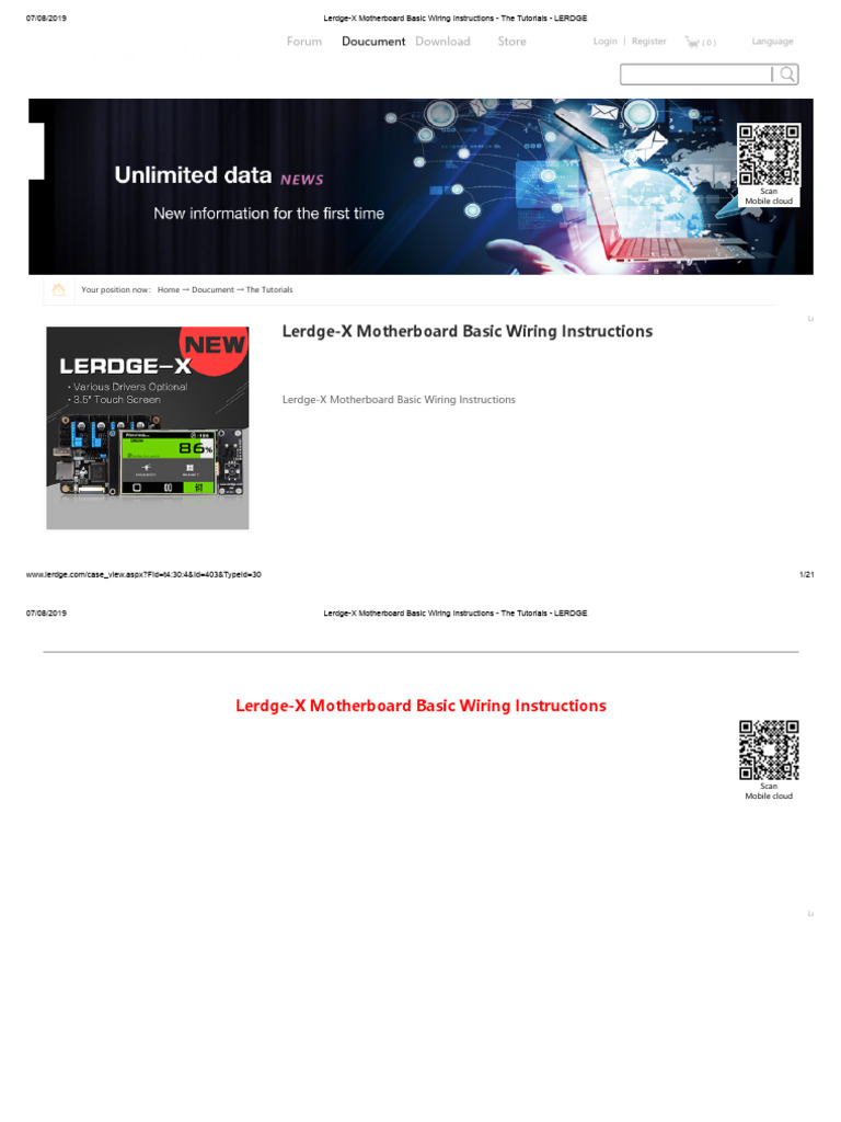 Lerdge-X Motherboard Wiring Guide | PDF | Power Supply | Switch