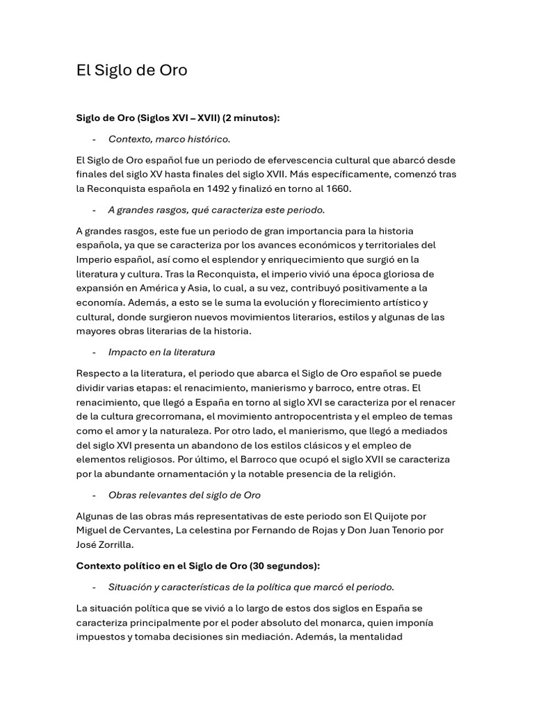 El Siglo de Oro | PDF | España | Renacimiento