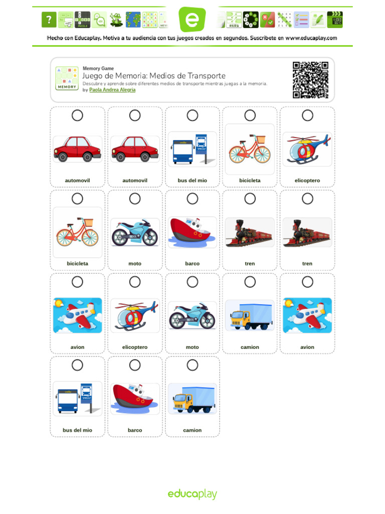 19999526-Juego de Memoria Medios de Transporte | PDF