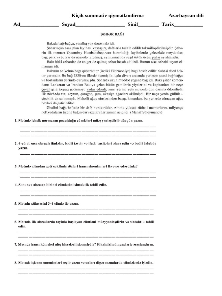 10 sinif Az dili KSQ 2 | PDF