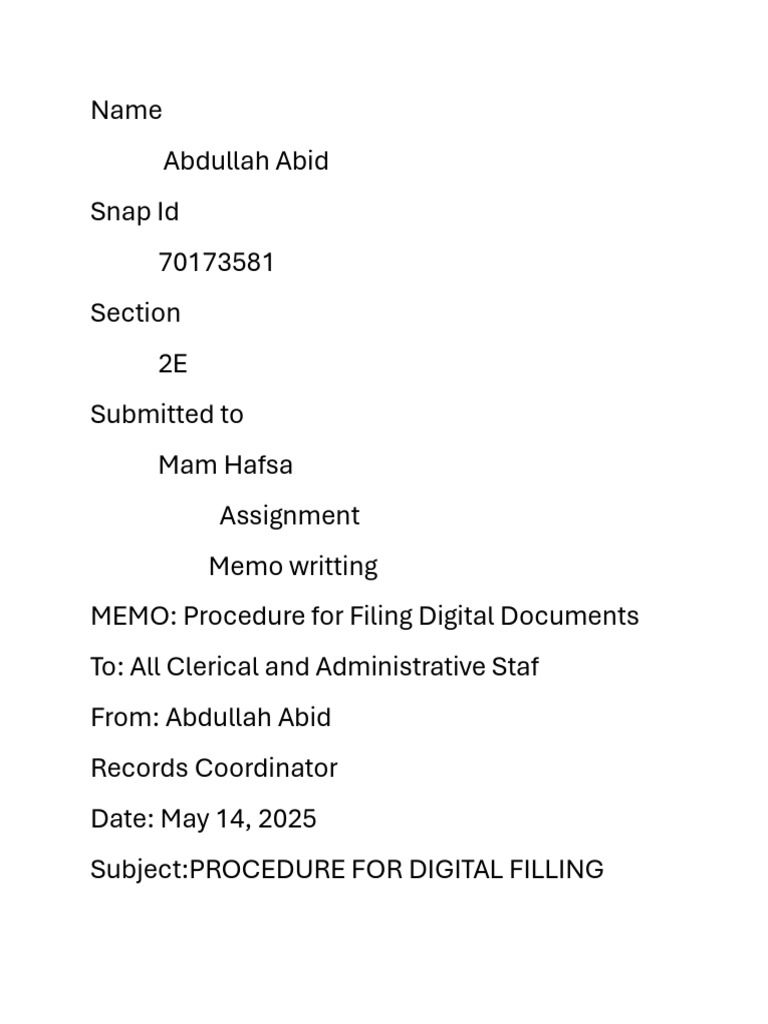 English Memo-1 | PDF