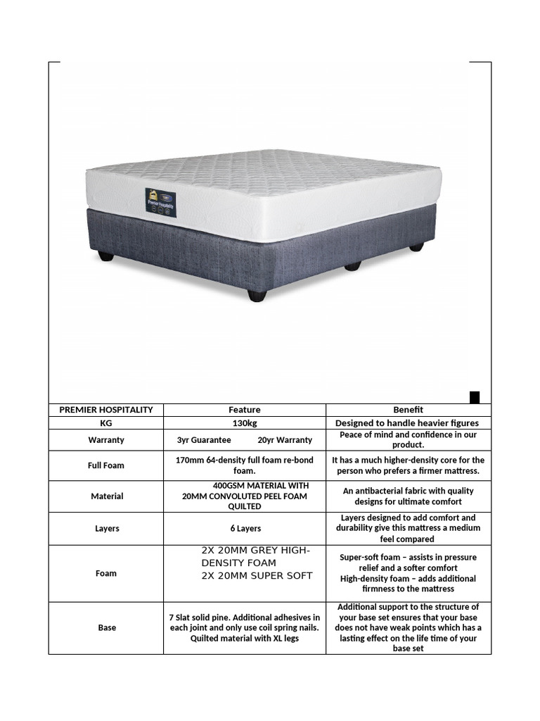 Premier Hospitality FAB Sheet | PDF