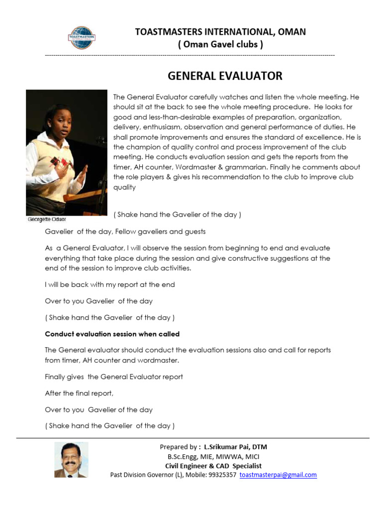 General Evaluator - Role & Script | PDF