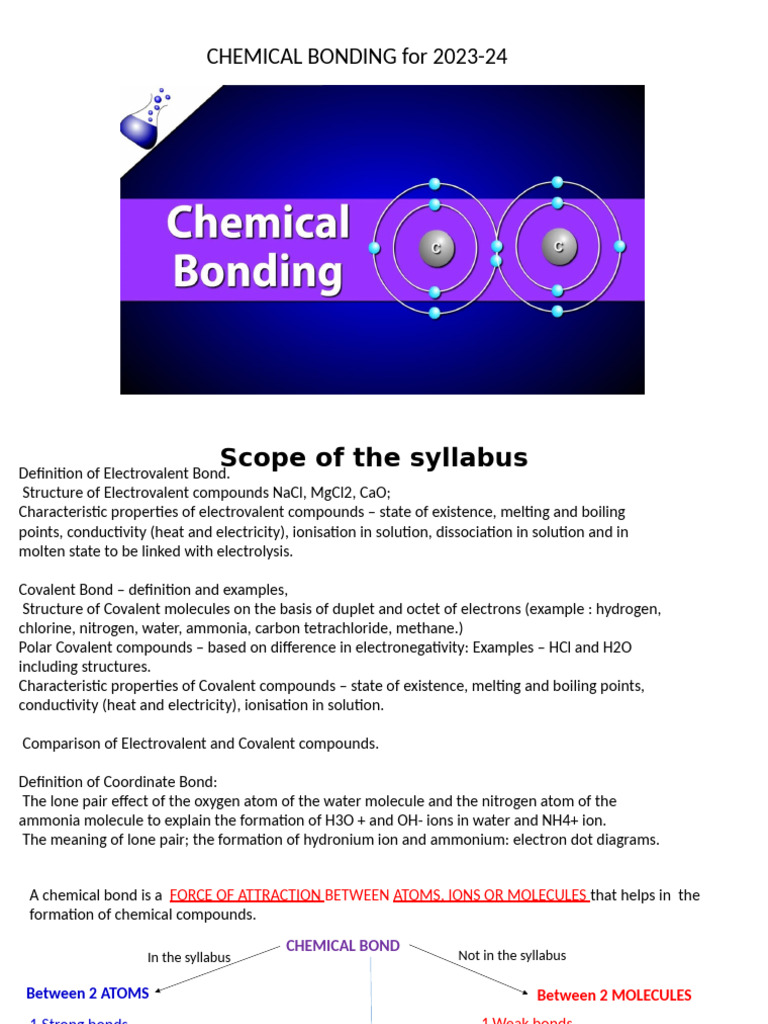 Chemical Bonding 23-24 | PDF | Chemical Bond | Ionic Bonding