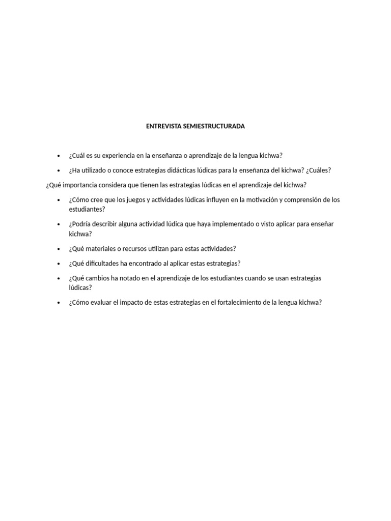 Entrevista Semiestructurada | PDF