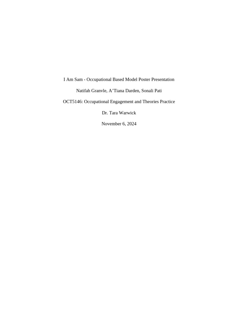 I Am Sam: Occupational Therapy Insights | PDF | Motivation | Motivational
