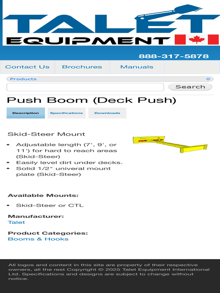 Talet Push Boom (Deck Push) Talet Equipment | PDF