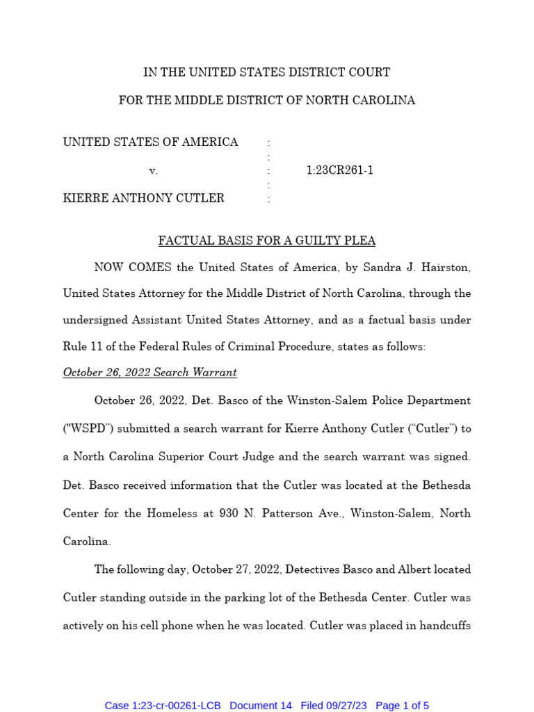 Kierre Anthony Cutler Factual Basis For A Guilty Plea | PDF | Child ...