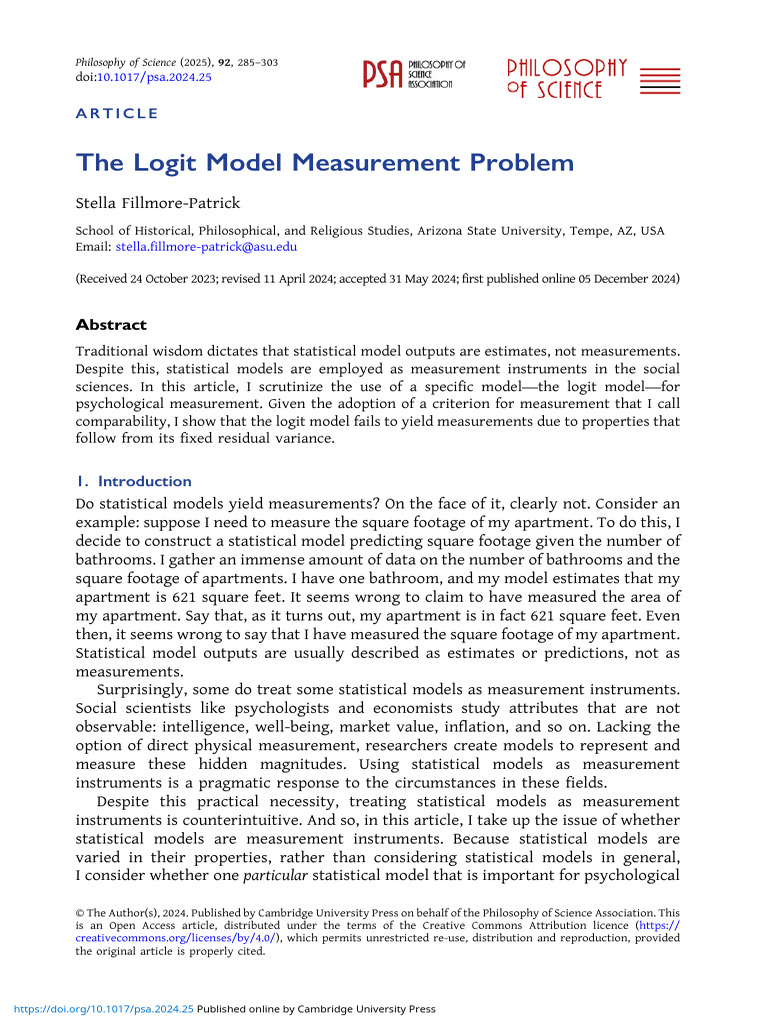 The Logit Model Measurement Problem | PDF | Logistic Regression ...