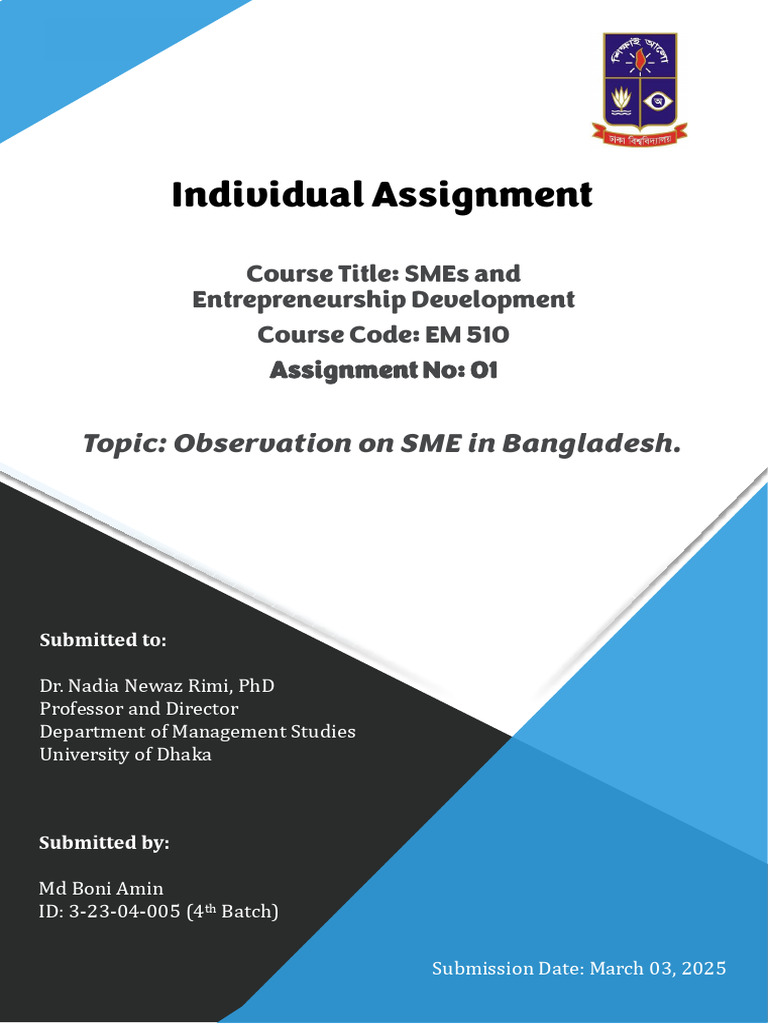 Individual Assignment 1 - Observation On SME in Bangladesh | PDF | Small And Medium Sized ...