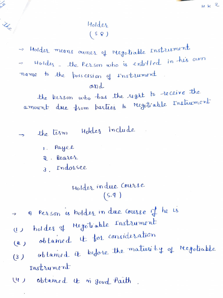 Holder in Due Course | PDF