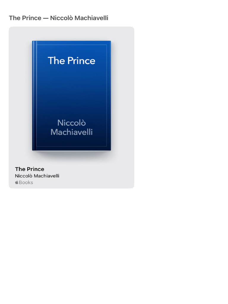 The Prince - Niccolò Machiavelli | PDF
