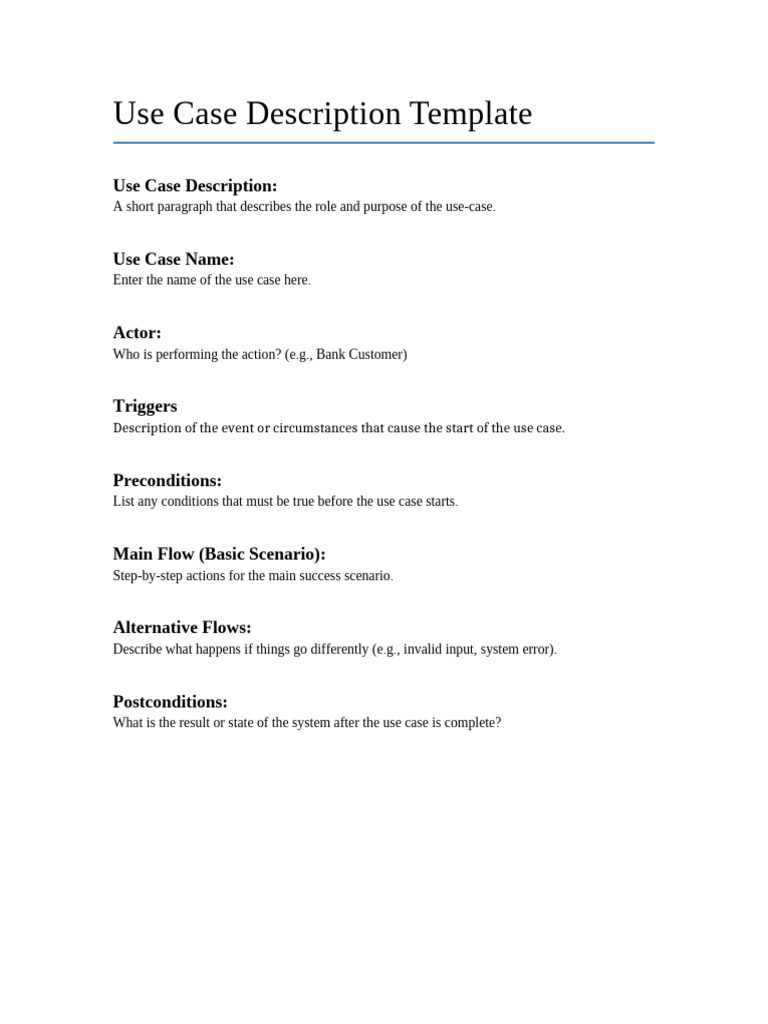 Use Case Description Template Guide | PDF