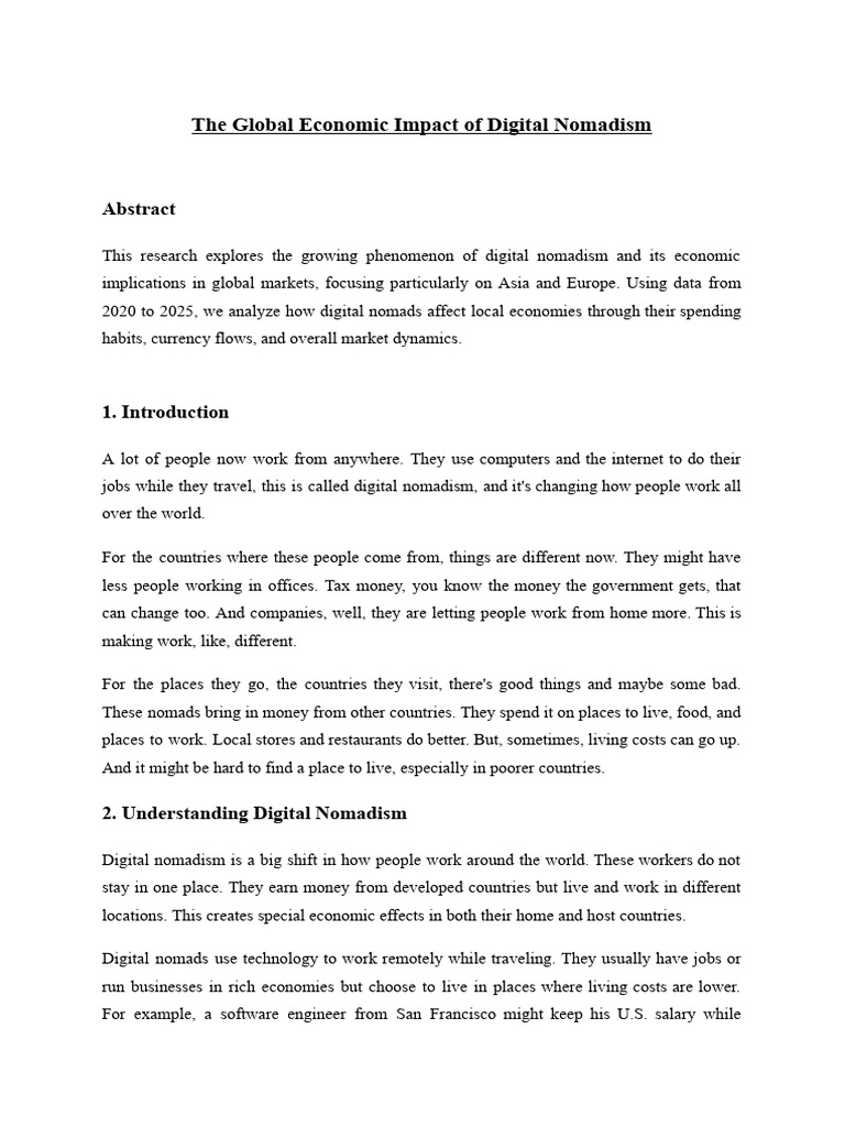 The Global Economic Impact of Digital Nomadism | PDF | Cost Of Living ...