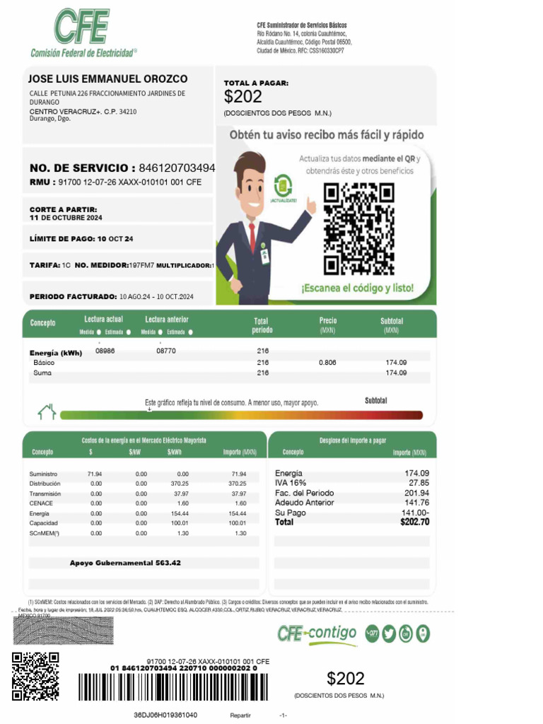 CFE Comprobante de Domicilio | PDF