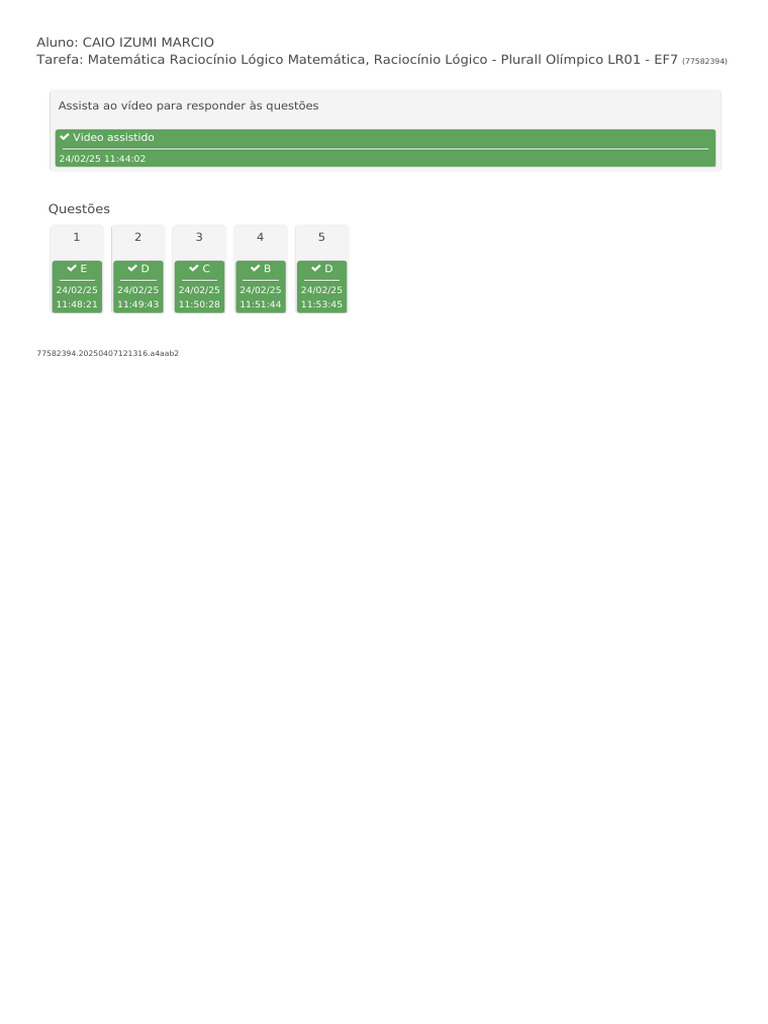 Matemática Raciocínio Lógico Matemática, Raciocínio Lógico - Plurall Olímpico LR01 - EF7 | PDF