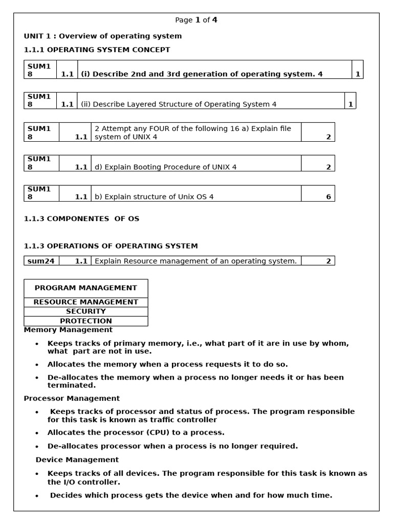 FINAL OSY 1[Unit Wise] | PDF | Operating System | Process (Computing)