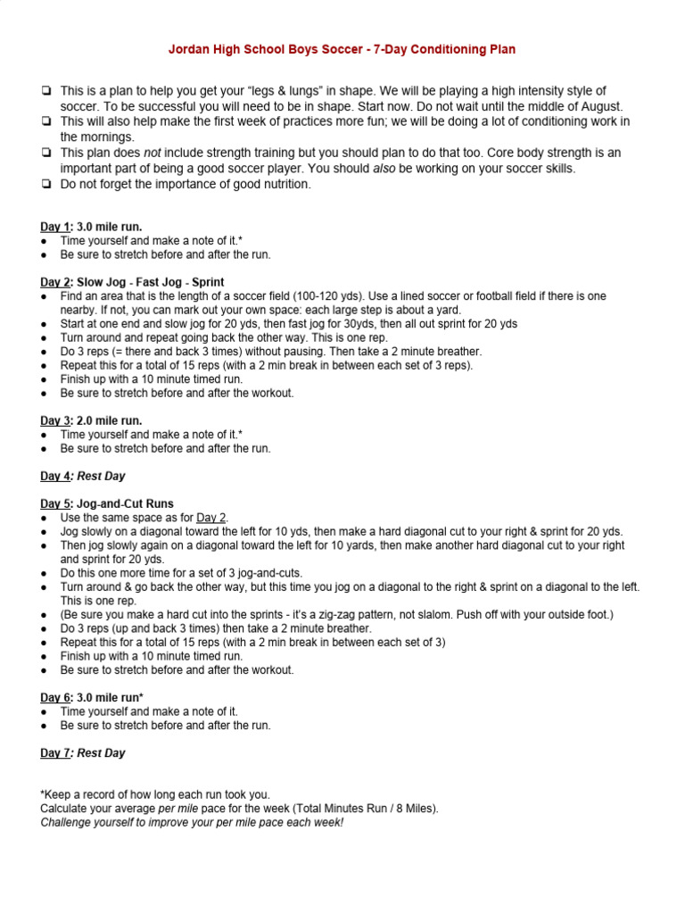 7-Day Conditioning Plan | PDF | Physical Exercise