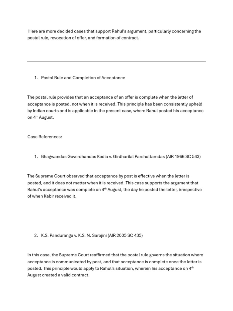 Rahul v. Kabir More Cases | PDF | Offer And Acceptance | Lawsuit