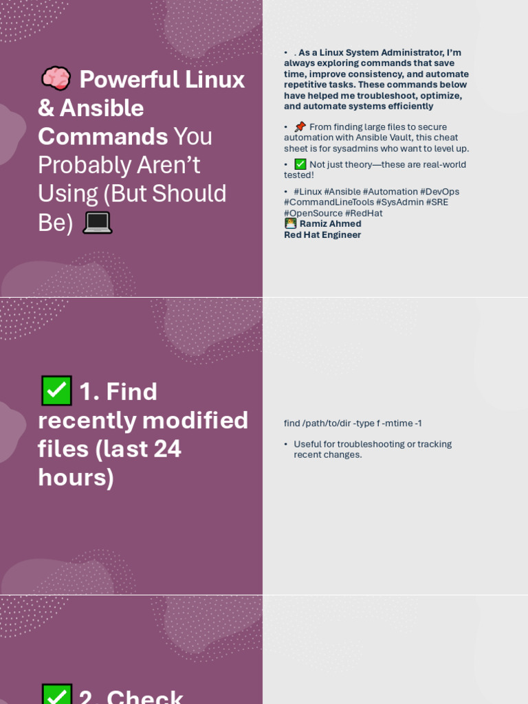 ? Must-Know Linux & Ansible Commands (Free PDF | PDF | System Software | Computing