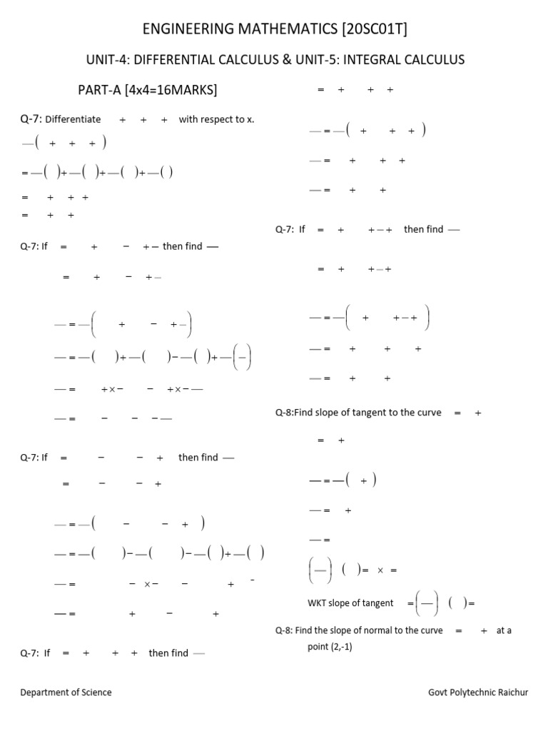 Engg Maths Unit-4 and Unit-5 Question and Answers - Final | PDF | Slope ...