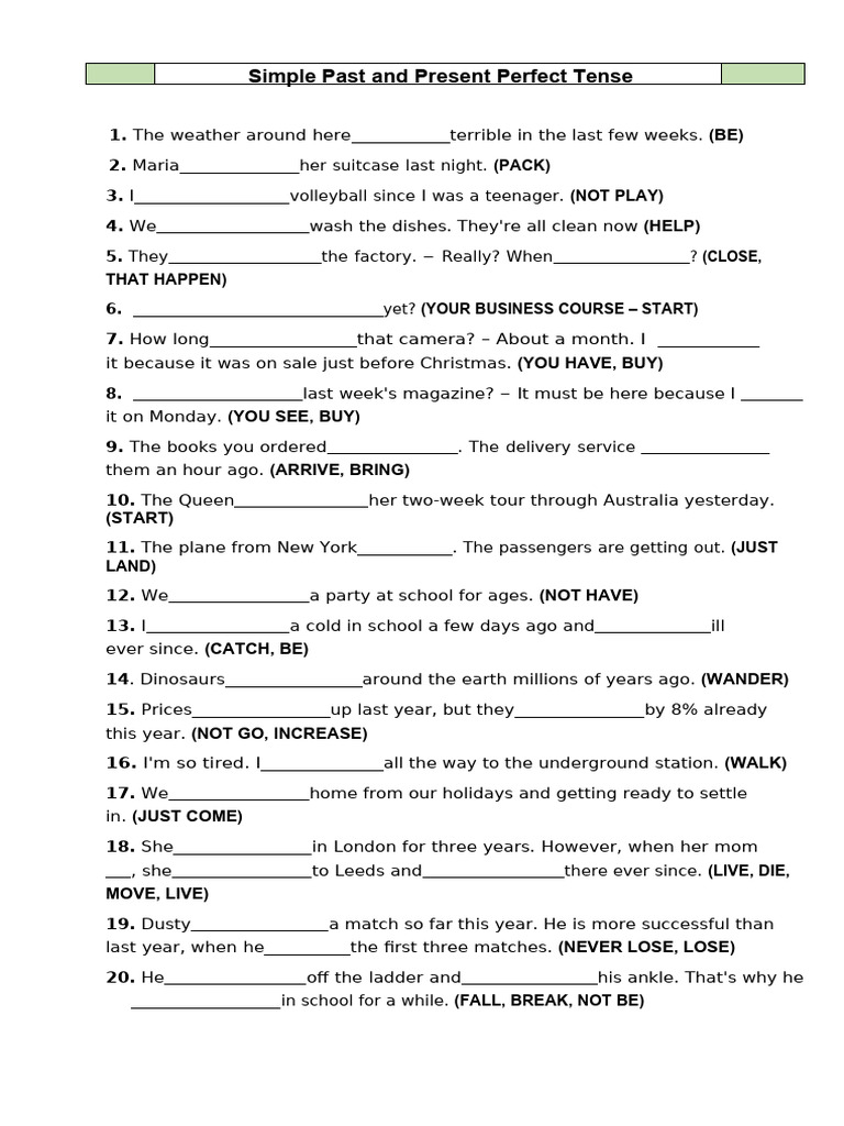 Simple Past-Present-Perfect-Simple | PDF