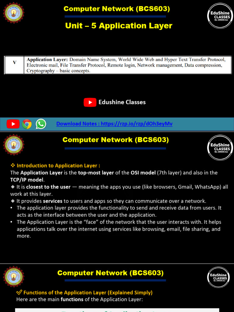 Computer Network Unit 5 (Easy Notes) Edushine Classes | PDF | World ...
