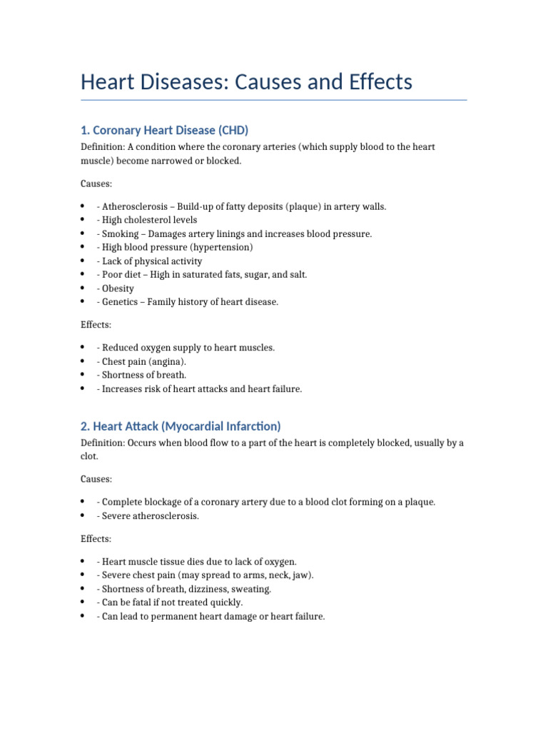 Heart_Diseases_Causes_Effects | PDF | Myocardial Infarction | Coronary ...