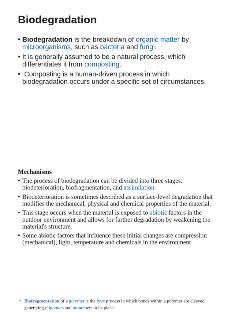 Biodegradable Elements and Bioplastic | PDF | Biodegradation | Materials