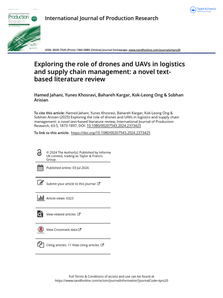 Exploring the role of drones and UAVs in logistics and supply chain management a novel text ...