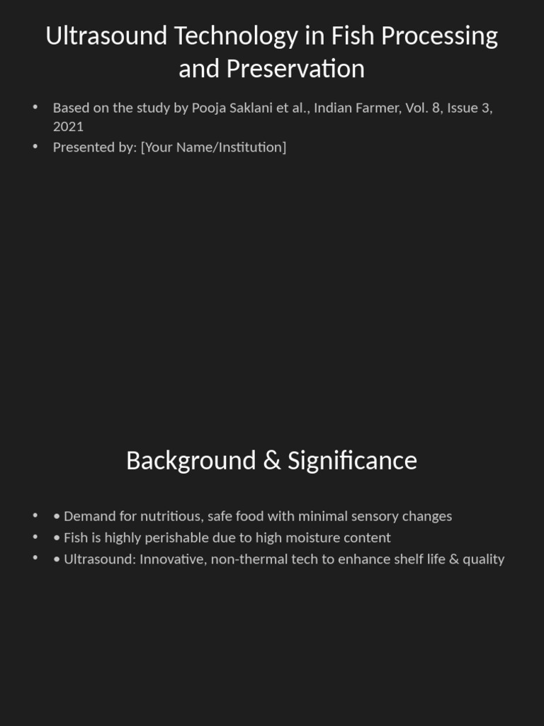 Enhanced Ultrasound Fish Processing Presentation | PDF | Ultrasound ...