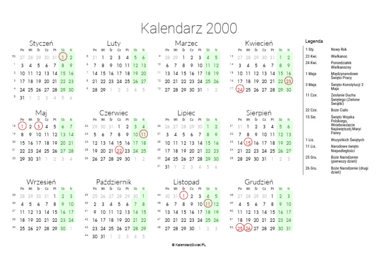 Kalendarz 2000 | PDF