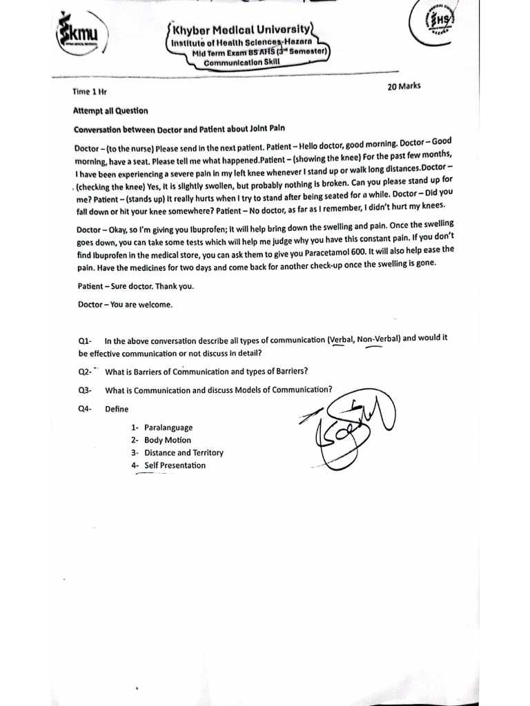 KMU communication skills paper | PDF