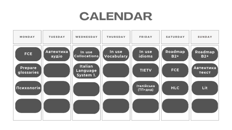 White Grey Minimalist Simple Weekly Calendar | PDF