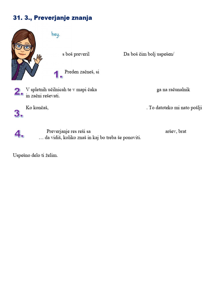 3., Preverjanje Znanja, NAVODILA | PDF