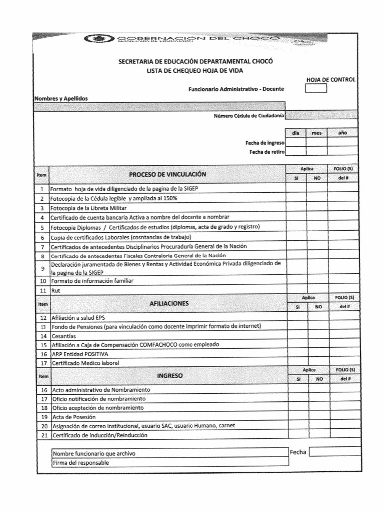 Lista de Chequeo | PDF
