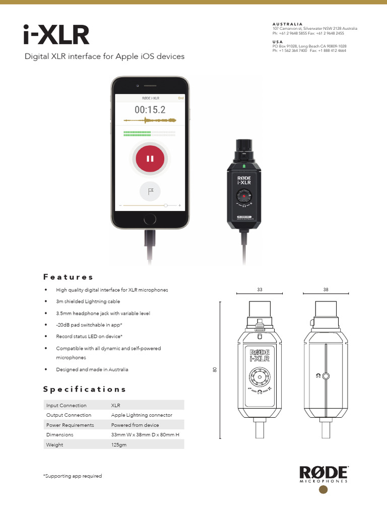 Digital XLR Interface for iOS Devices | PDF