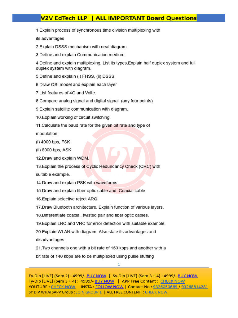VIMP SY Diploma DCO IF Branch 22322 | PDF | Multiplexing | Bit Rate