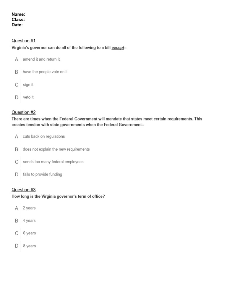 Civics CE.7 Unit Assessment Revised 1-5-24 | PDF | Federal Government ...