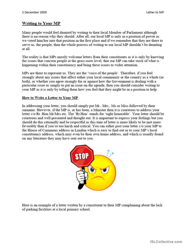 Writing to Your MP: A Guide | PDF | Member Of Parliament