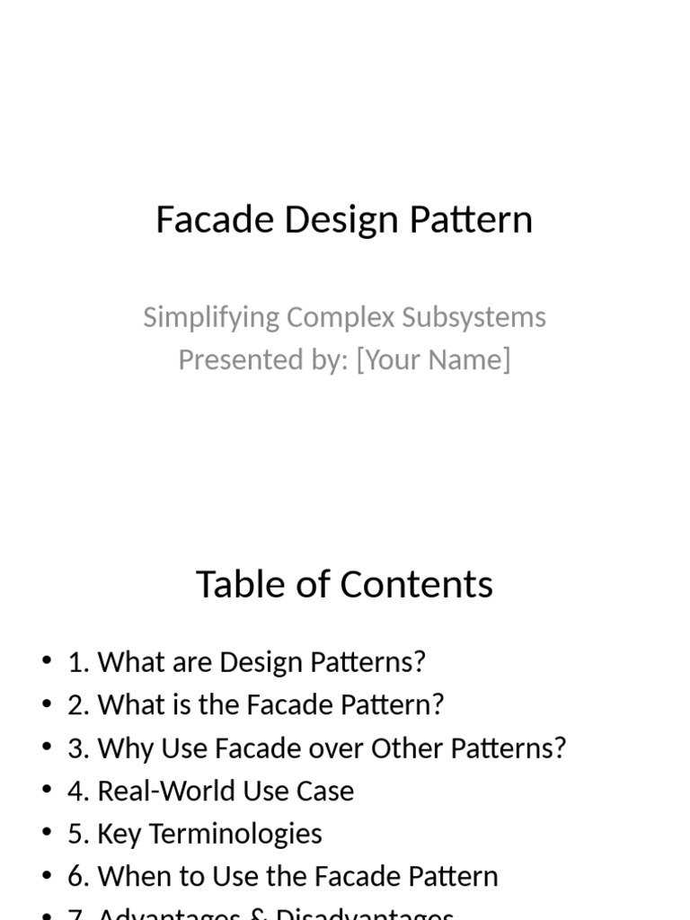 Facade Design Pattern Presentation Pdf 6092