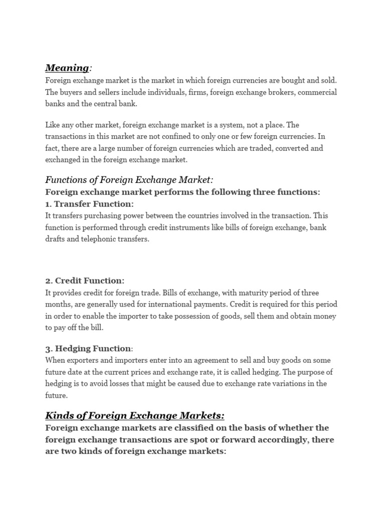 Foreign Exchange Market | PDF | Foreign Exchange Market | Exchange Rate