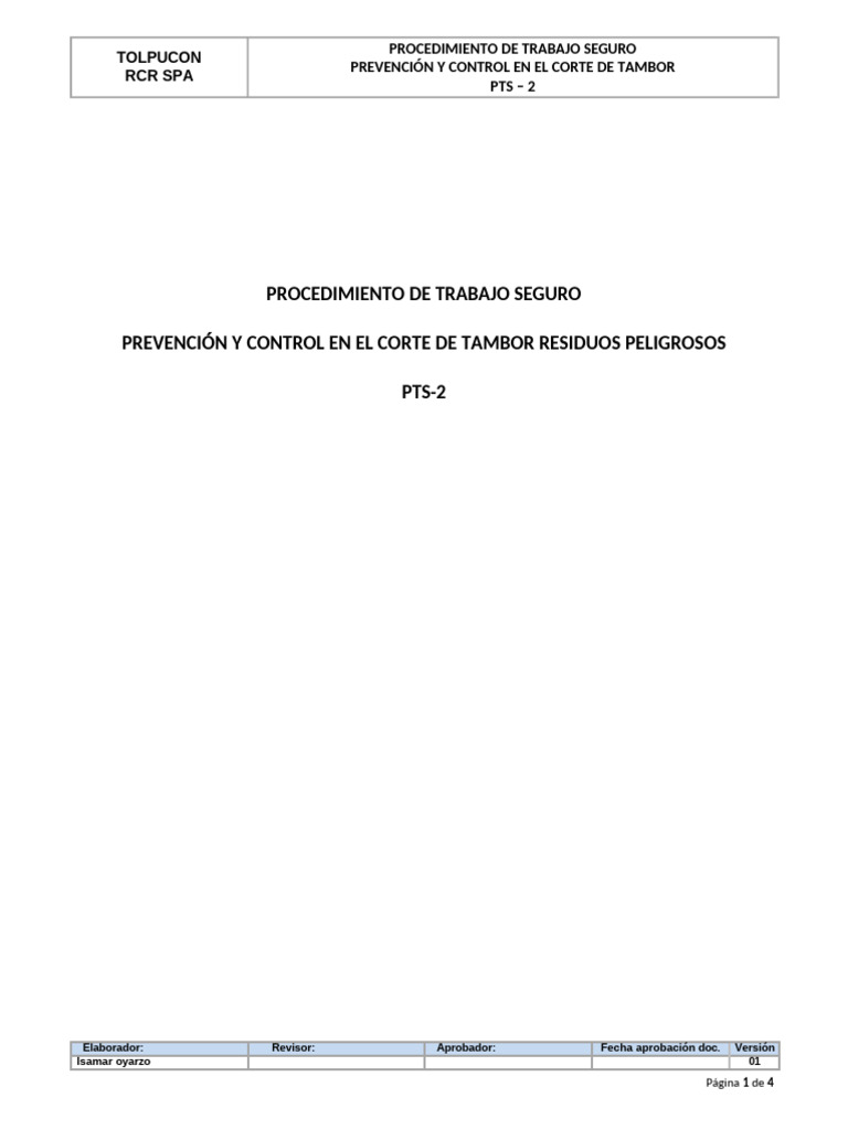 Procedimiento 2 Corte de Tambor | PDF | Residuos | Materiales