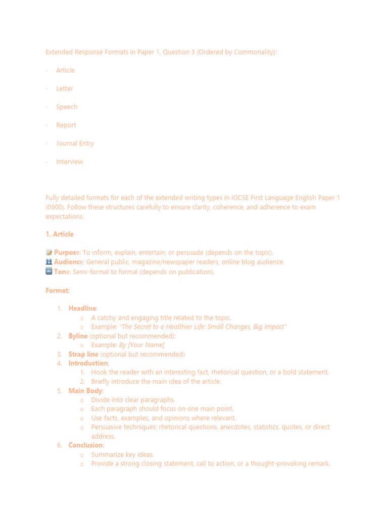 Extended Response Writing Formats Guide | PDF | Rhetoric | Audience