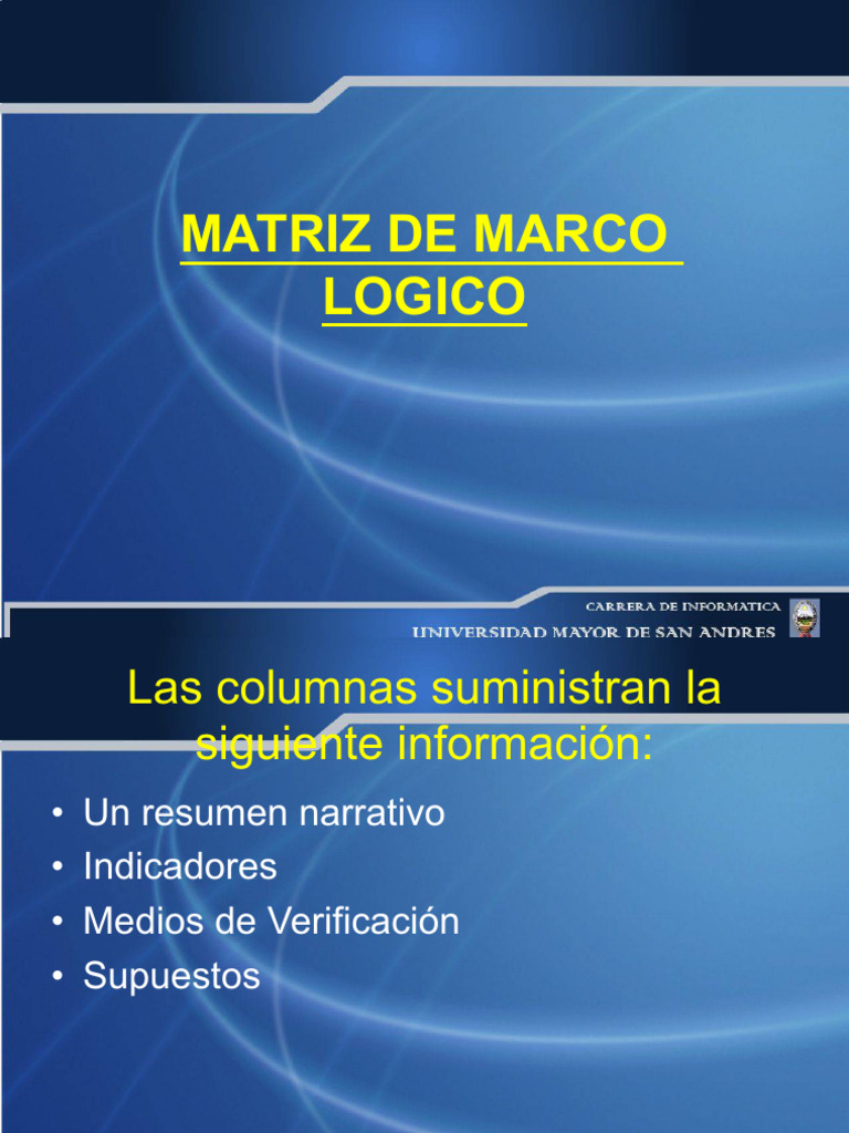 Marco Logico Matriz Editada | PDF